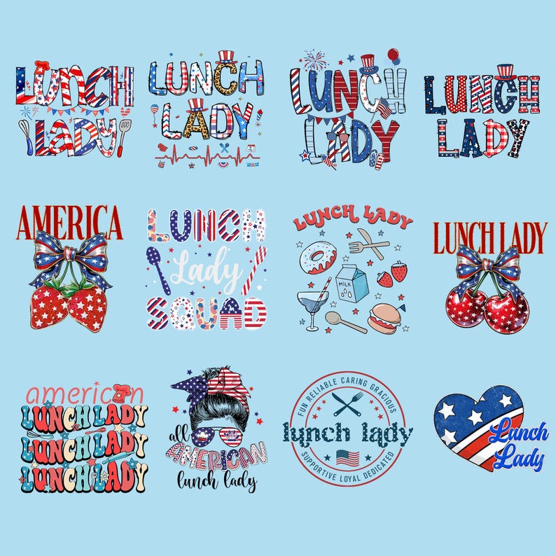 Patriotic Lunch Lady PNG: 4th of July USA Flag Design (digital Download ...