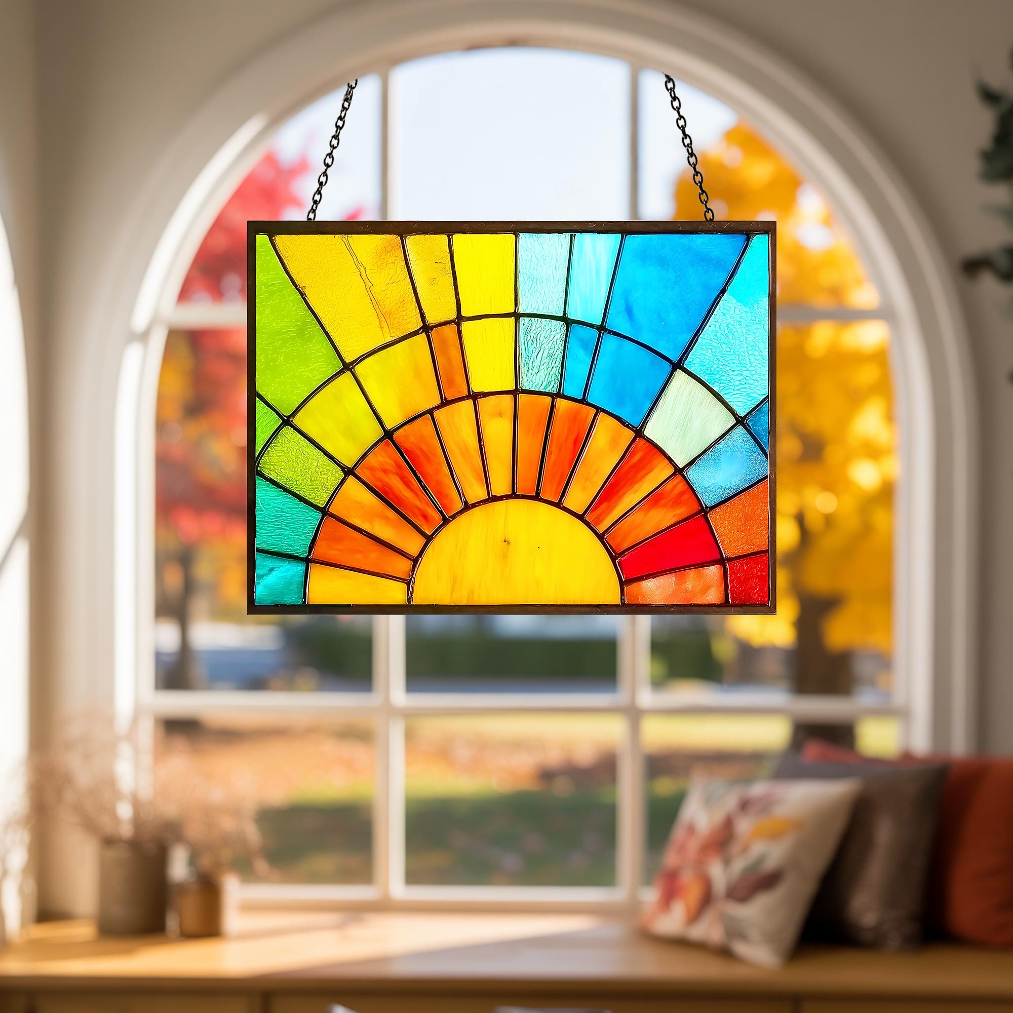 Rays of Sunshine Glass Suncatcher, Sunshine Window Hanging, Golden ...