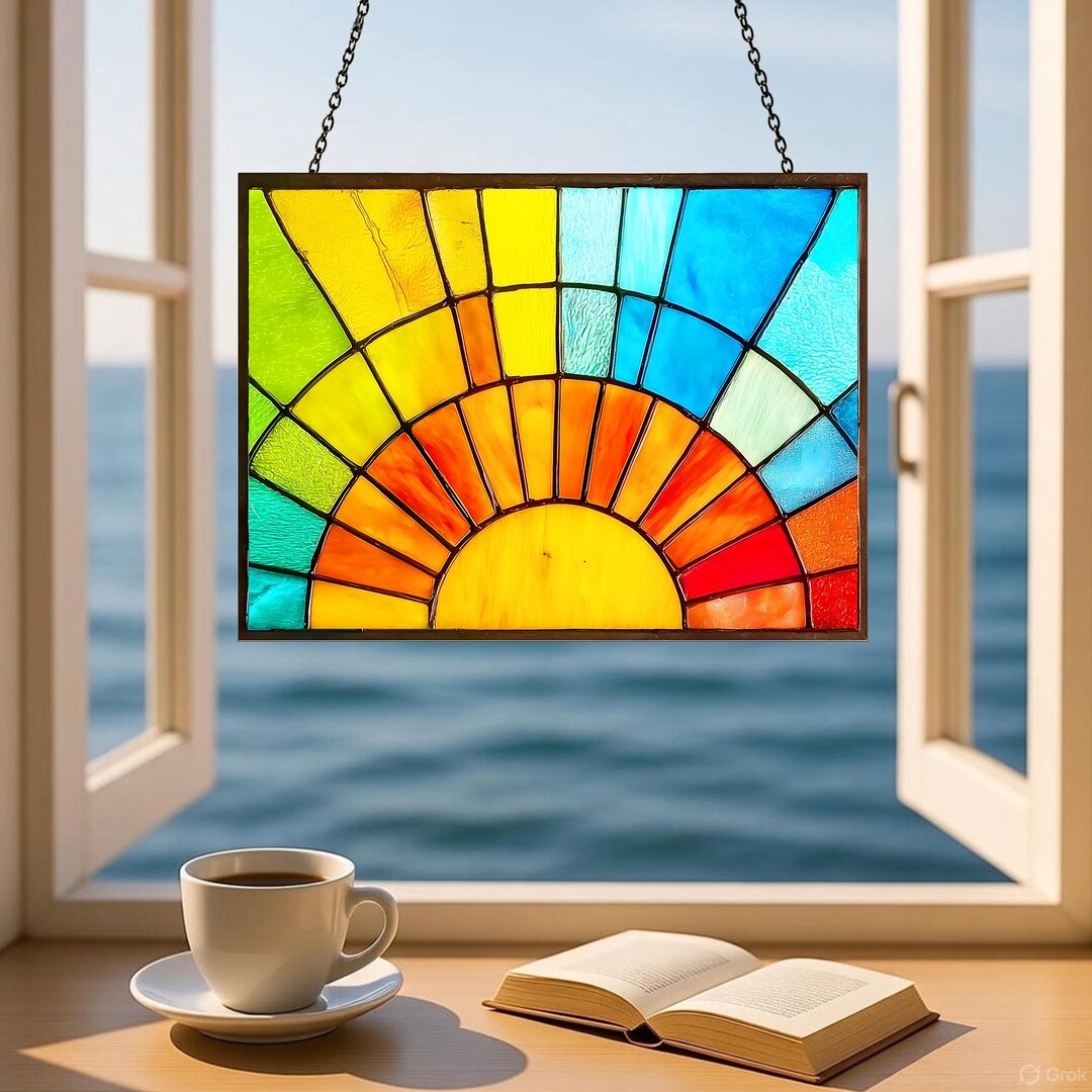 Rays of Sunshine Glass Suncatcher, Sunshine Window Hanging, Golden ...