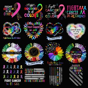 50+ Fight Cancer in All Color Png Bundle, Cancer Awareness Png, Cancer ...