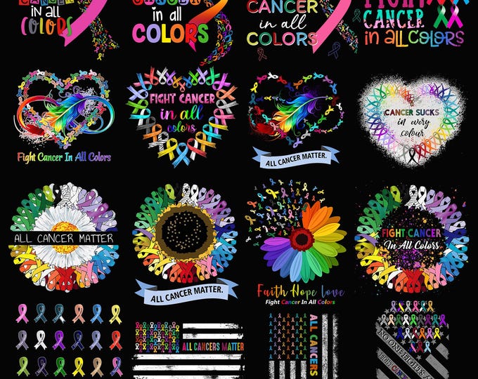 50+ Fight Cancer in All Color Png Bundle, Cancer Awareness Png, Cancer ...