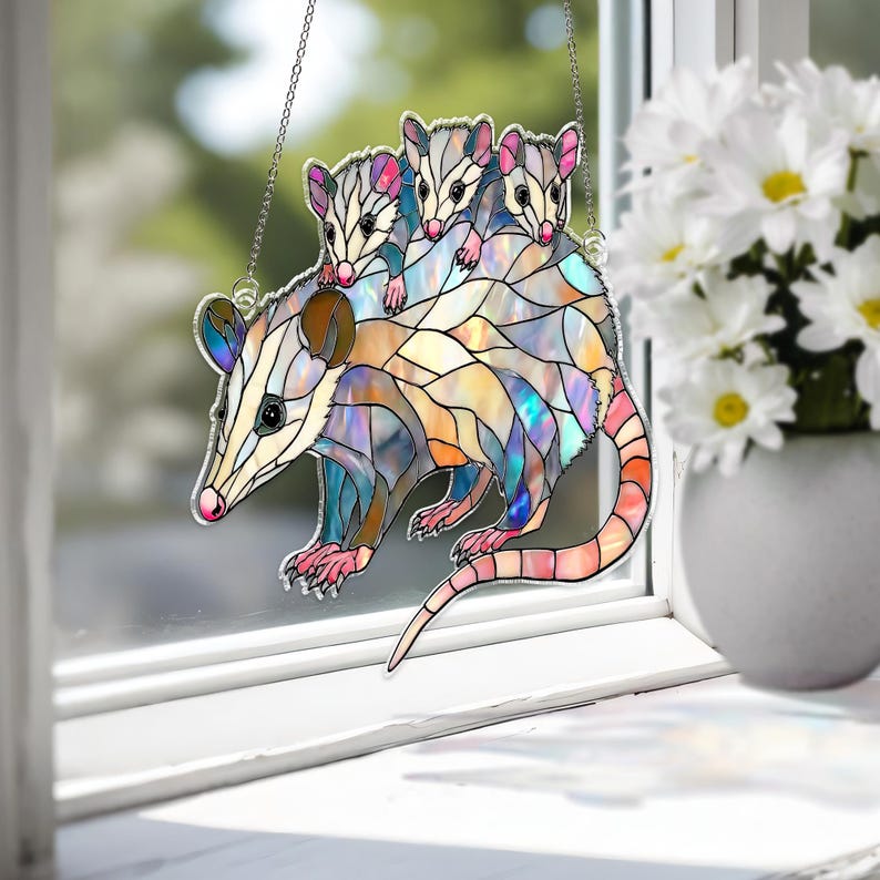 Opossum Mom Acrylic Suncatcher,opossum Window Hanging,opossum ...