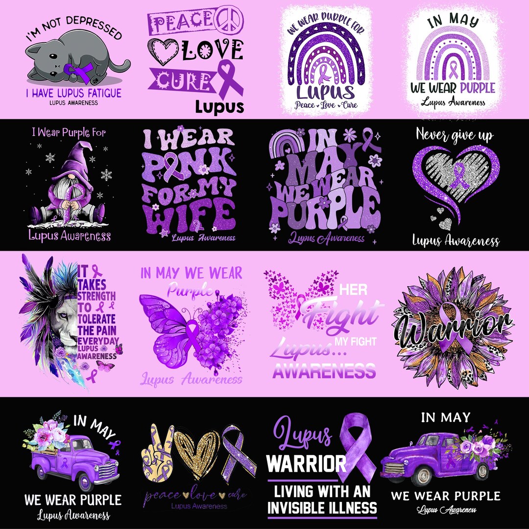22 Designs Lupus Awareness Png Bundle, Lupus Warrior Png, Purple Ribbon ...