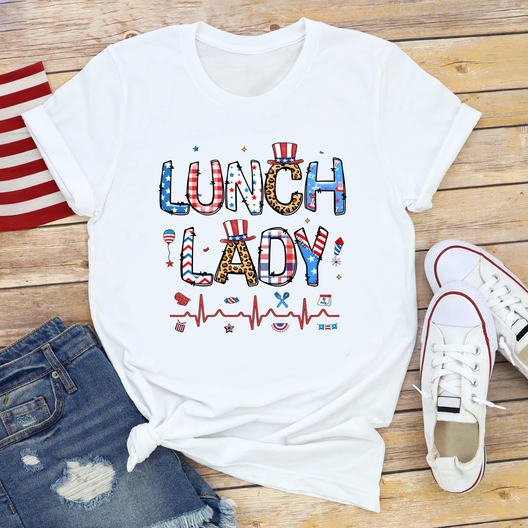 Patriotic Lunch Lady PNG: 4th of July USA Flag Design (digital Download ...