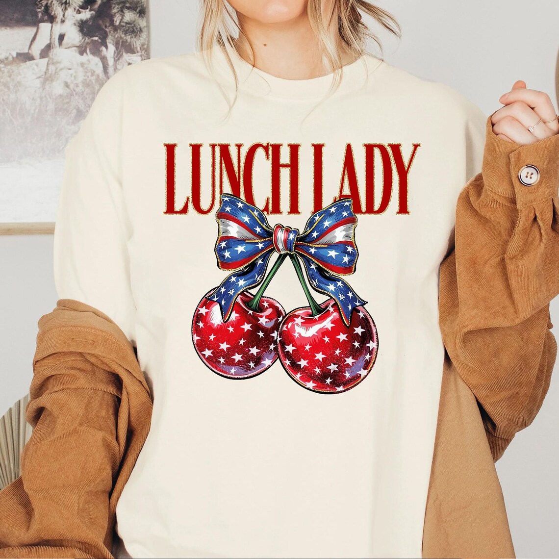 Patriotic Lunch Lady PNG: 4th of July USA Flag Design (digital Download ...