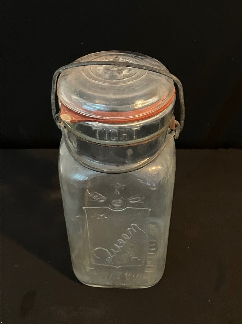 Vintage 1 Qt Queen Wide Mouth Mason Jar - Etsy