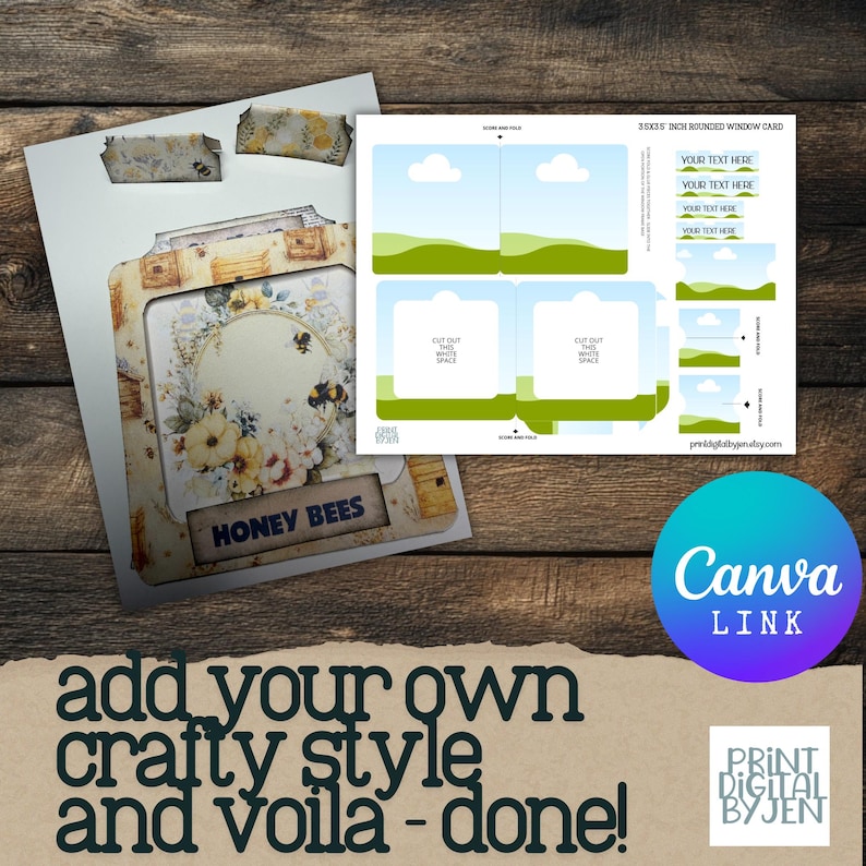Canva Frame Template – Printable Junk Journal Window Frame Card Kit ...