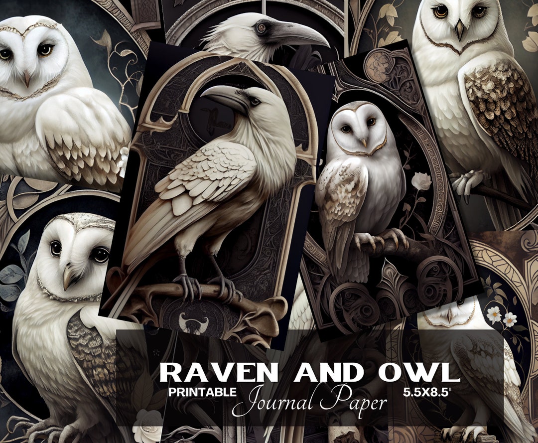 Gothic Raven & Owl Journal Paper: Vintage Printable Pages (digital ...