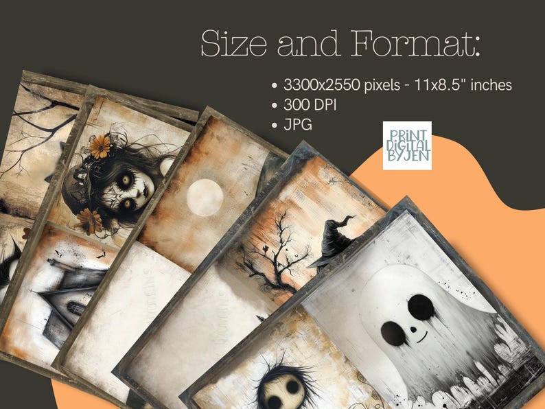 Halloween Digital Paper: Grungy Scrapbook Kit (digital Download) - Etsy