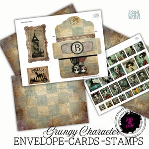 Grunge Character Envelope Kit: Printable Junk Journal Supplies (PDF ...
