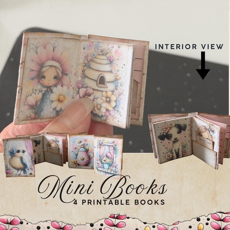Printable Mini Books Junk Journal Kit Spring Blossom Shabby Chic - Etsy