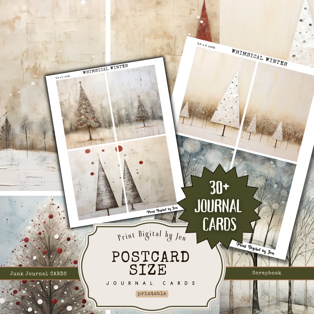 Whimsical Winter Junk Journal Cards: Christmas Collage (digital ...