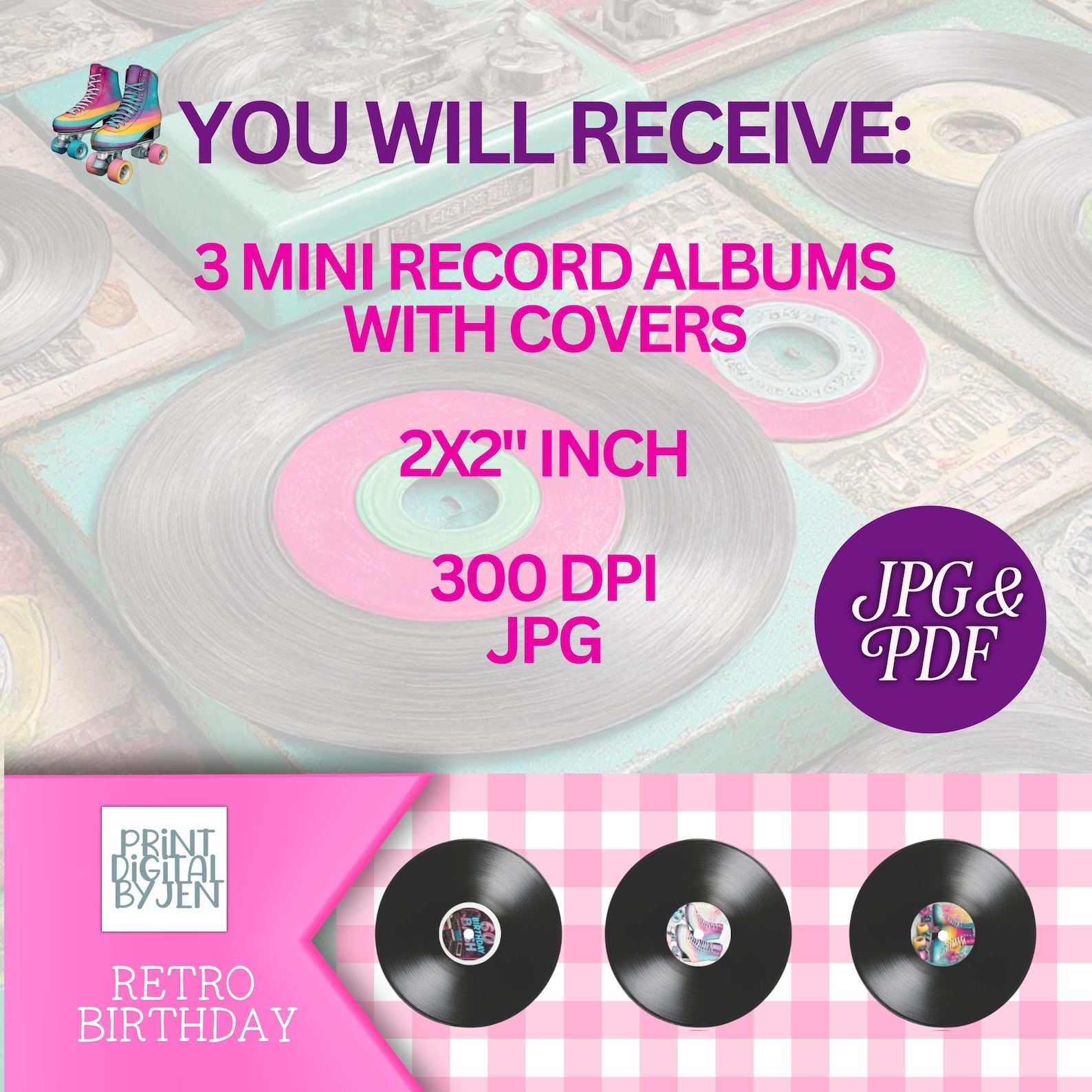 Printable Miniature Vinyl Records, Retro Birthday Ephemera for Junk ...