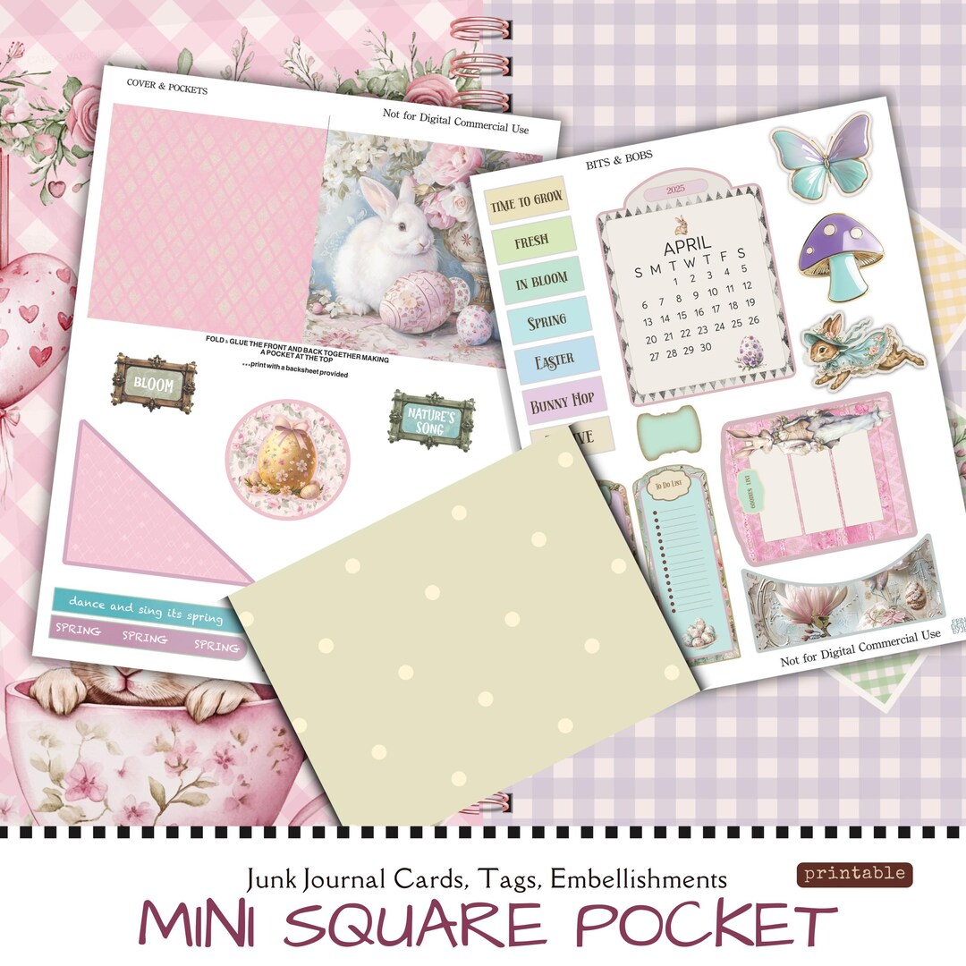Spring Folio Pocket Card Printable, Easter Folio, Printable Folio Kit ...