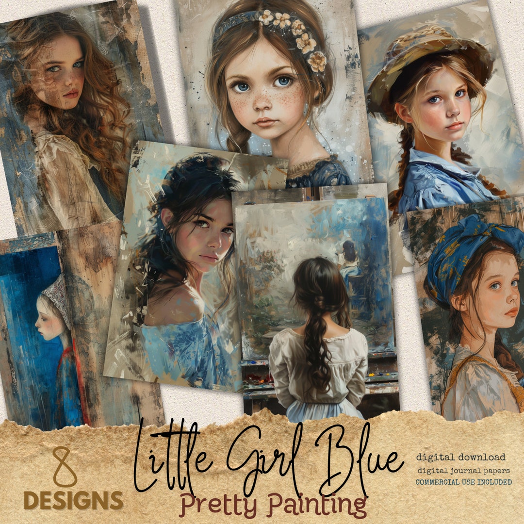 Vintage Little Girl Junk Journal Papers, Shabby Chic Girls ATC Journal ...