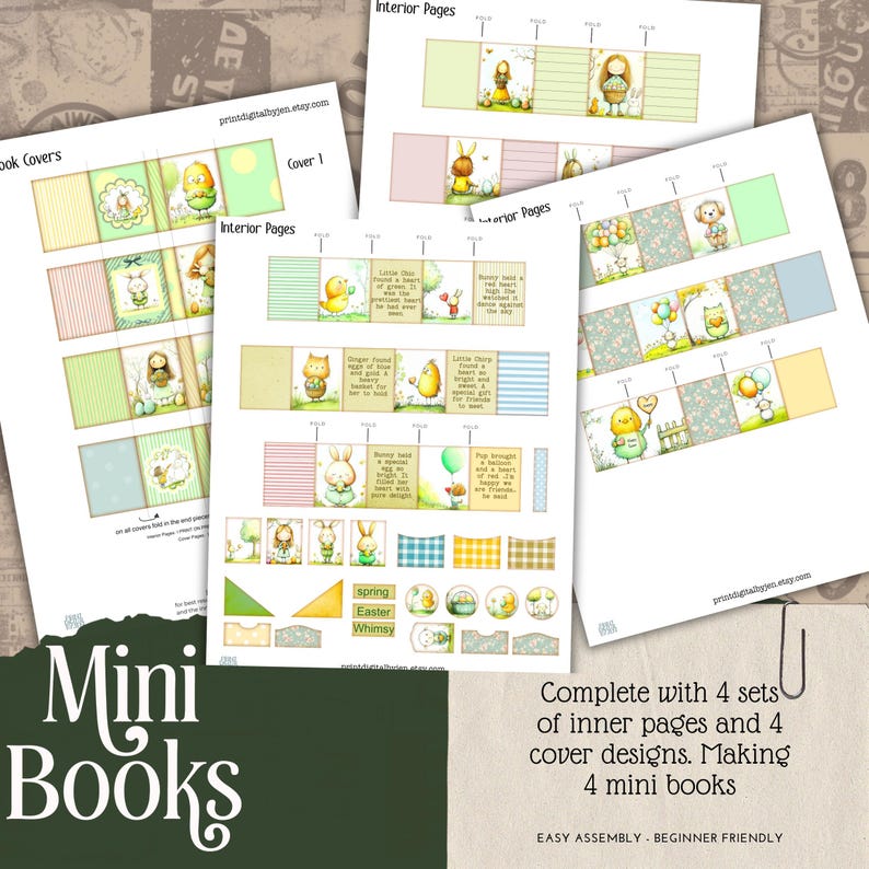 Easter Bunny and Chics Junk Journal Miniature Book Kit - Printable ...