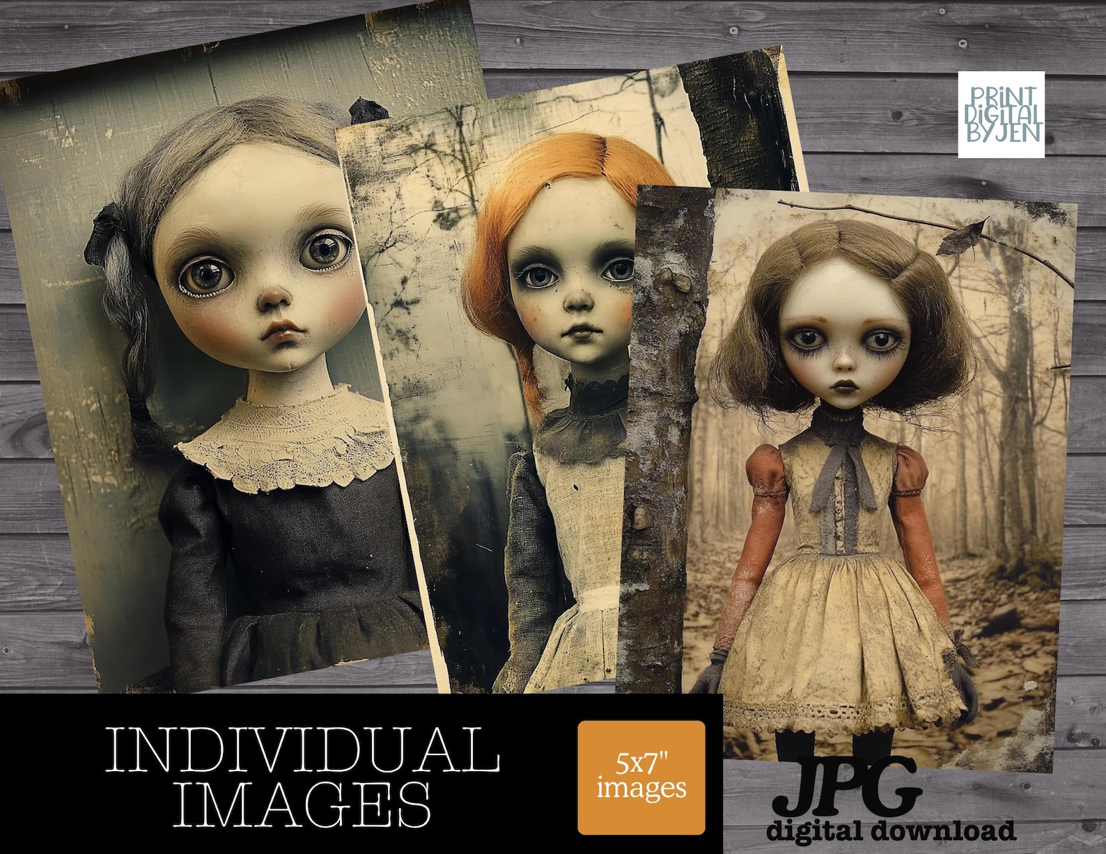 Creepy Dolls Junk Journal: Gothic Grunge Collage Sheets (digital ...