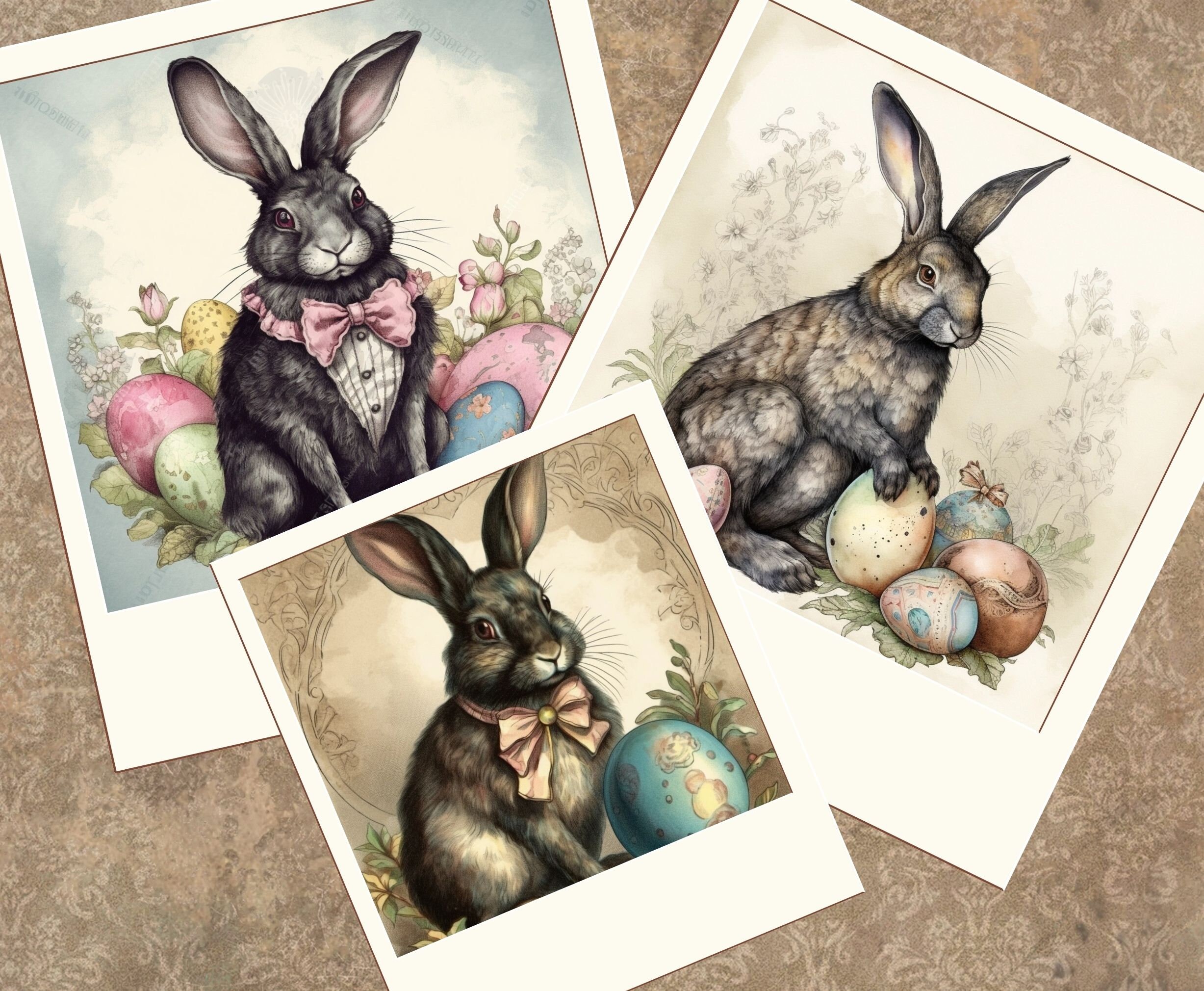 Vintage Bunny Easter Digital Paper Bundle Vintage Rabbit - Etsy