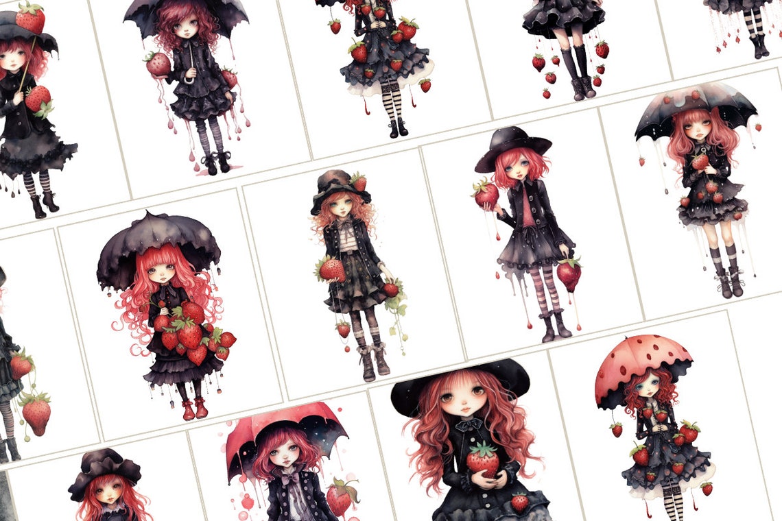 Strawberry Goth Country Girl Png Clipart, Girl With Strawberry Clipart ...