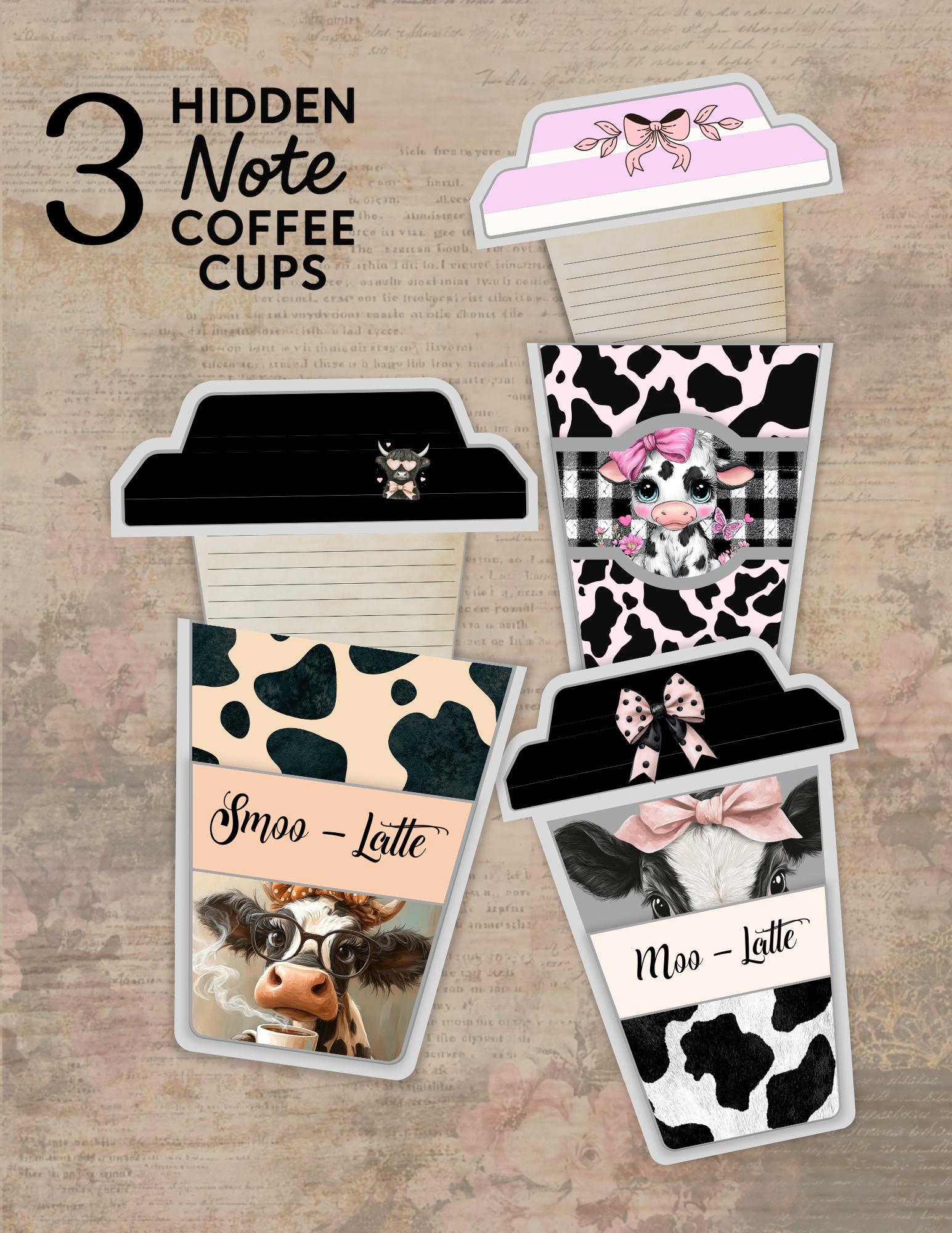Funny Cow Coffee Cup Hidden Note, Junk Journal Printable (set of 3) - Etsy