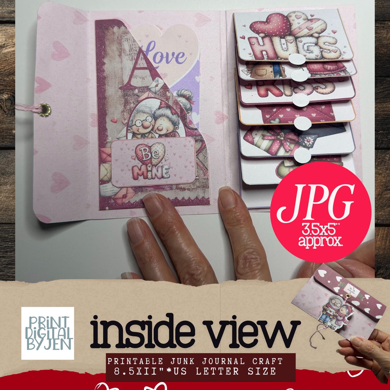 Valentine Mini Waterfall Folio: Junk Journal Printable Folio Kit - Etsy