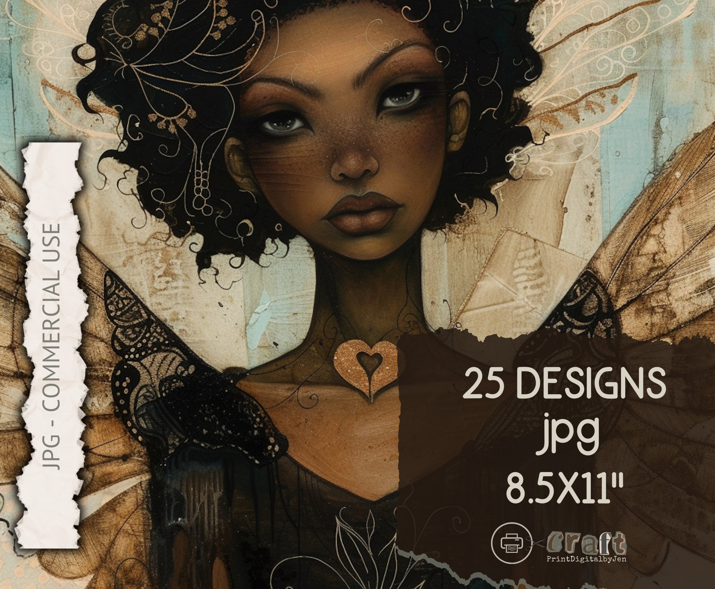 Heavenly Angel Junk Journal Paper, Black Women Junk Journal, African ...