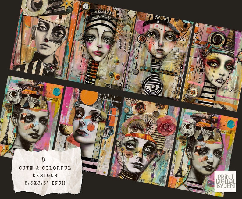 Quirky Collage Paper: Mixed Media Journal Cards (digital Download) - Etsy