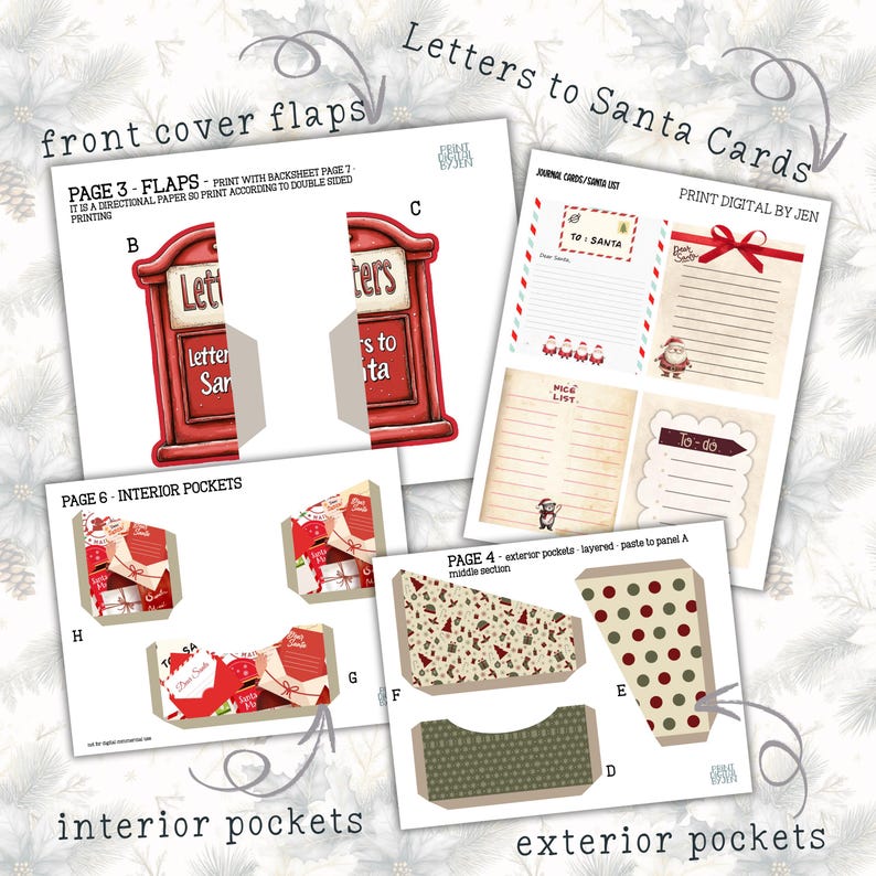 Letters to Santa Junk Journal Folio, Christmas Clipart (digital Papers ...