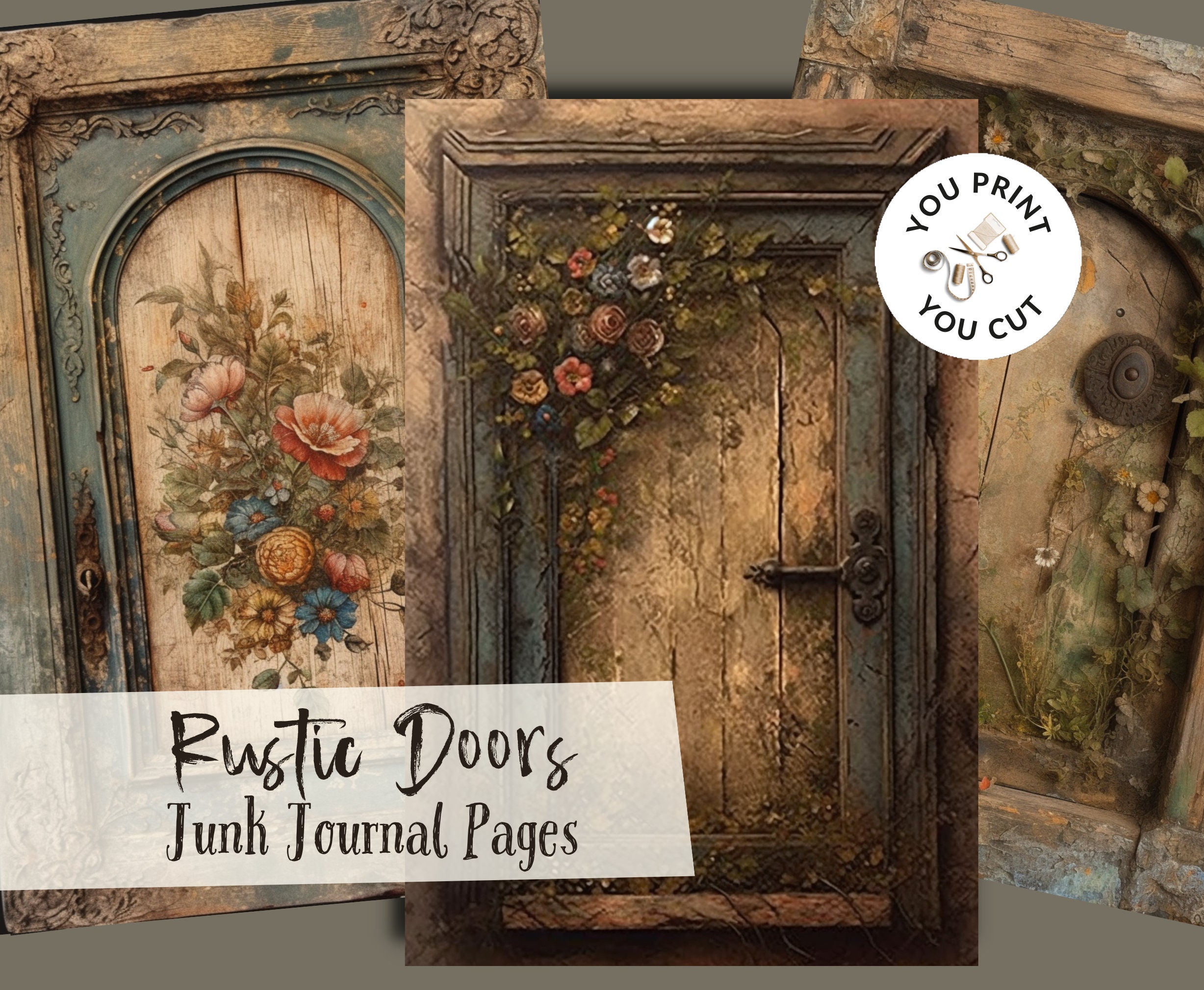 Rustic Door Junk Journal Pages: Shabby Chic Printable (digital Download ...