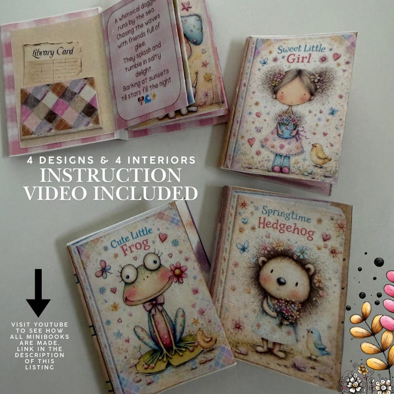 Doodle Mini Books Kit, Animal Friends, Junk Journal Miniature Pages ...
