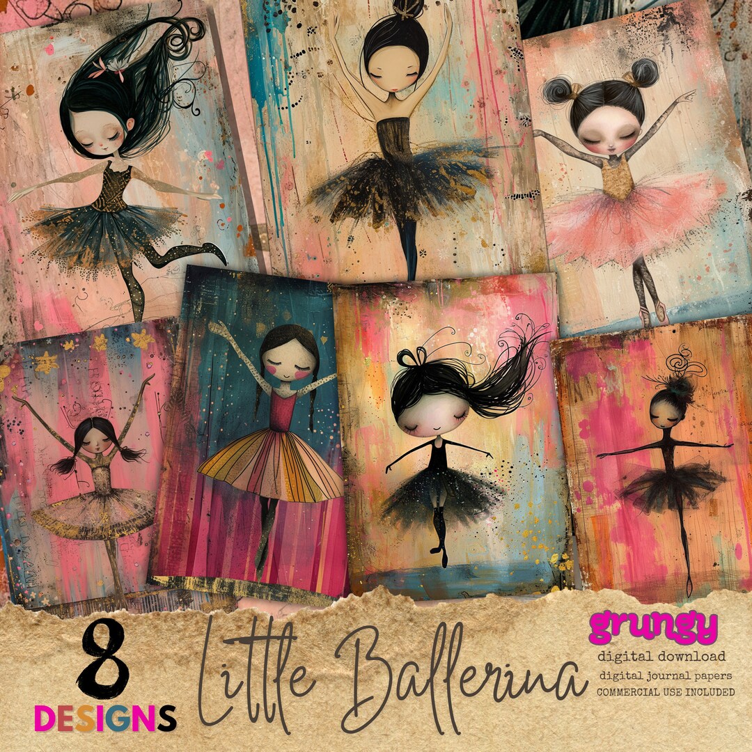 Grunge Ballerina Journal Papers: Goth ATC Cards (digital Download) - Etsy