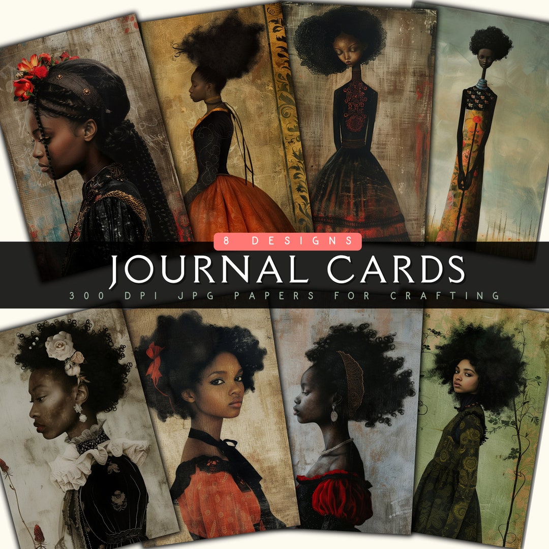 Quirky Black Women Journaling Cards: Printable Ephemera (digital ...