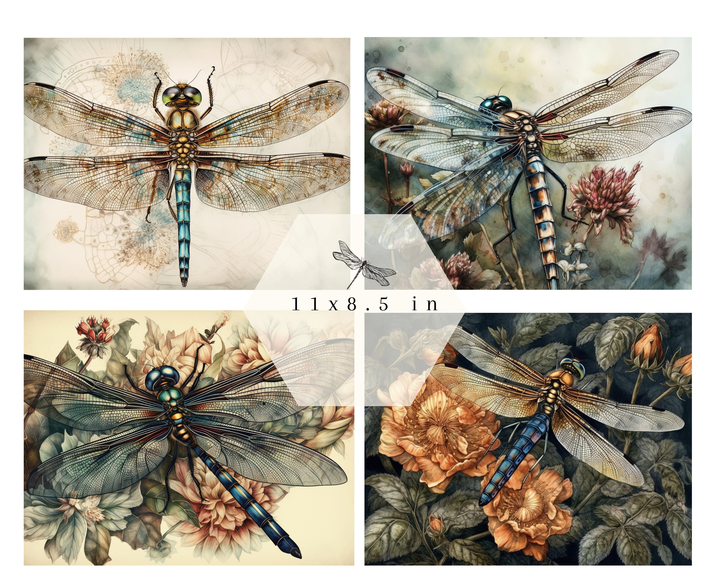 Dragonflies Junk Journal Commercial Use Journal Papers - Etsy