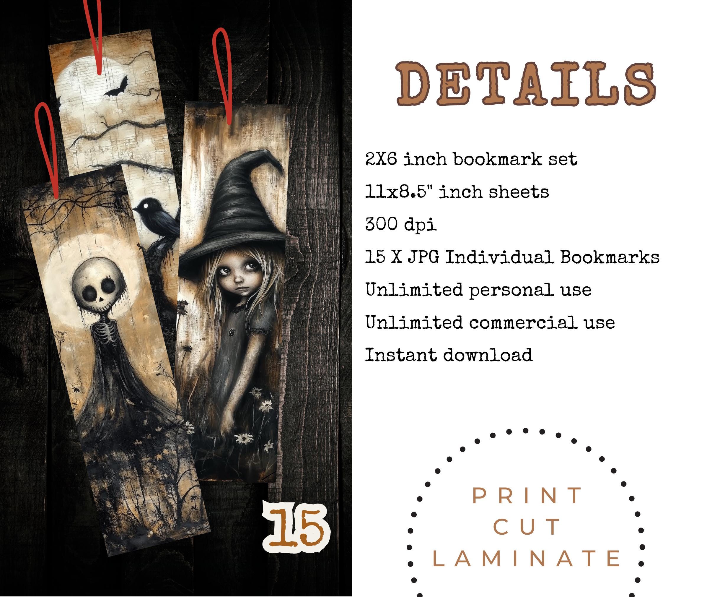 15 Abstract Halloween Bookmarks: Spooky Witch Designs (digital Download ...