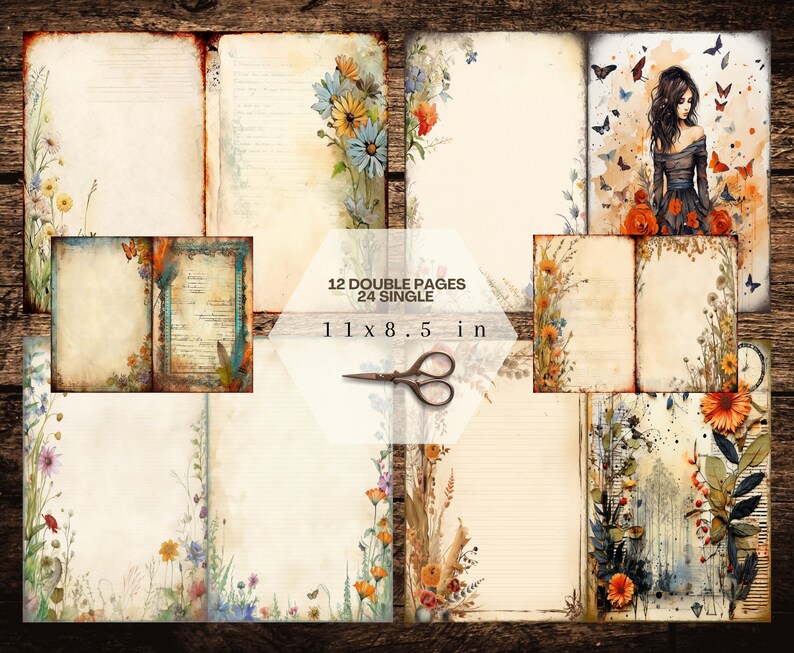 Boho Borders Journal Papers, Printable Pages, Digital Scrapbooking ...