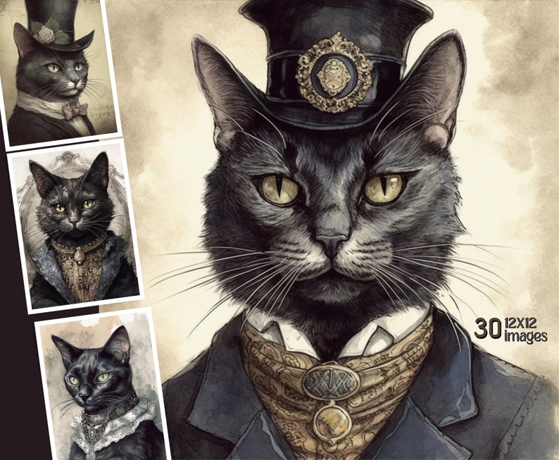 Victorian Cats Wearing Early 1900's Costumes, Early 1900's Victorian ...