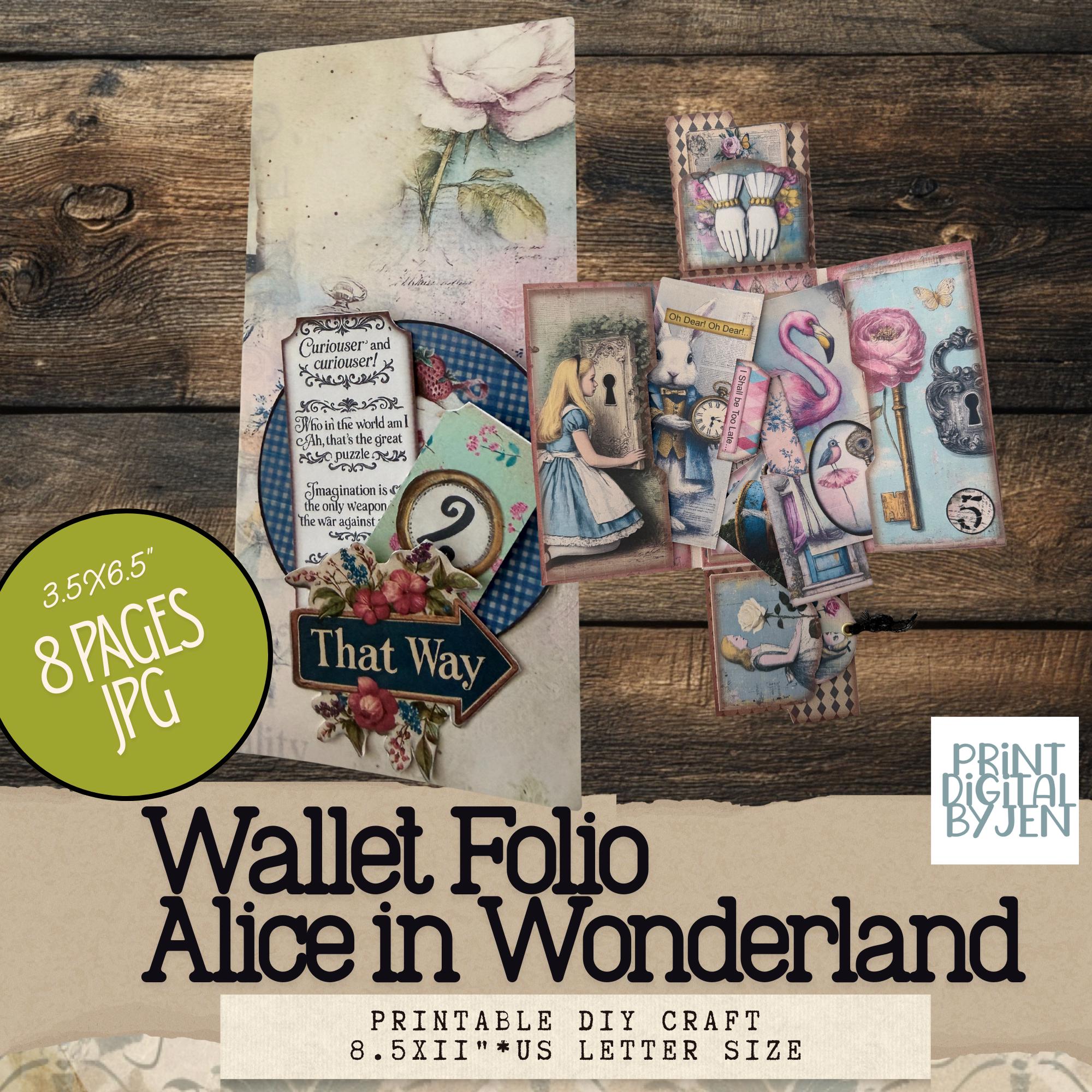 Alice in Wonderland Wallet Folio Junk Journal Kit Printable - Etsy