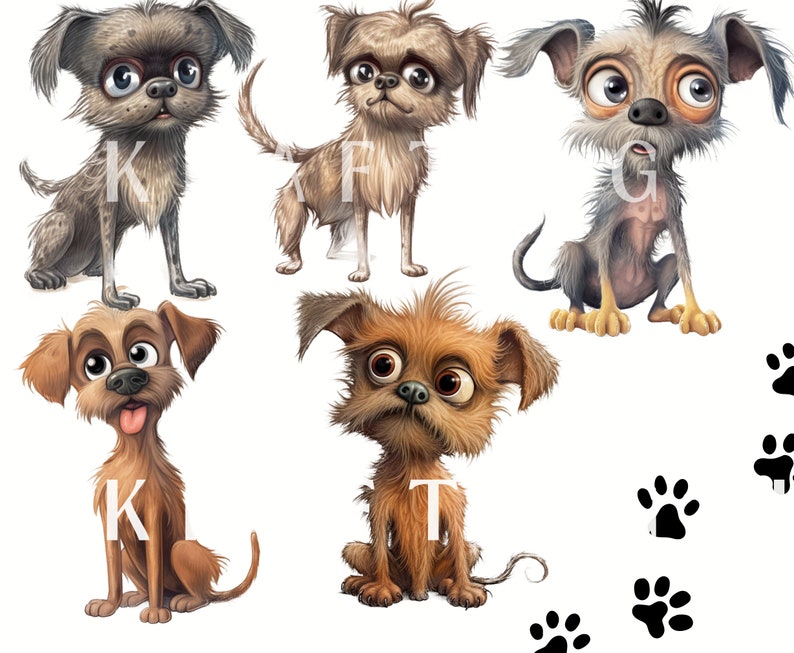 Cartoon Scruffy Dog Clipart: Puppy Graphics (PNG) - Etsy