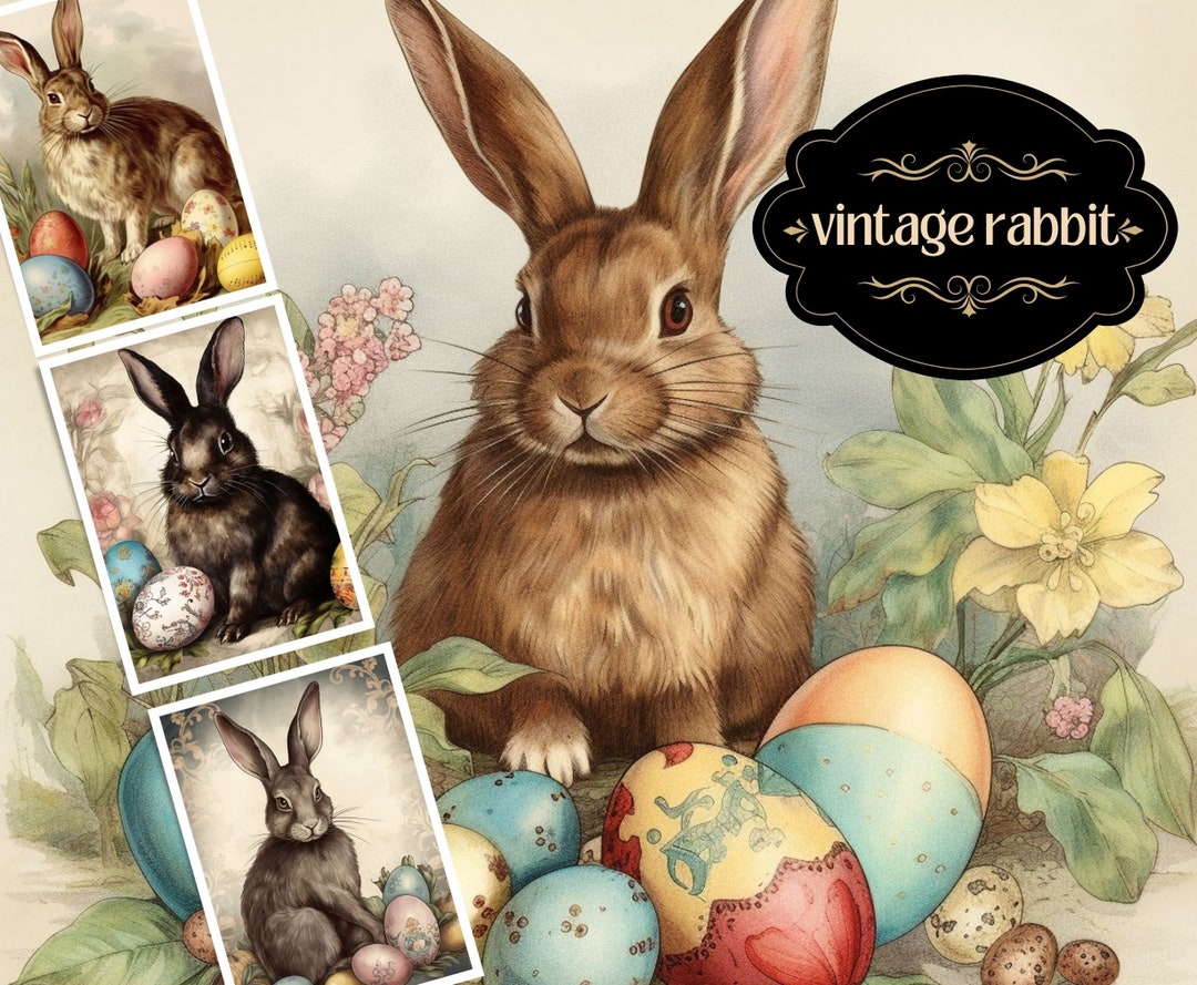 Vintage Bunny Easter Digital Paper: Scrapbook & Junk Journal (PDF) - Etsy