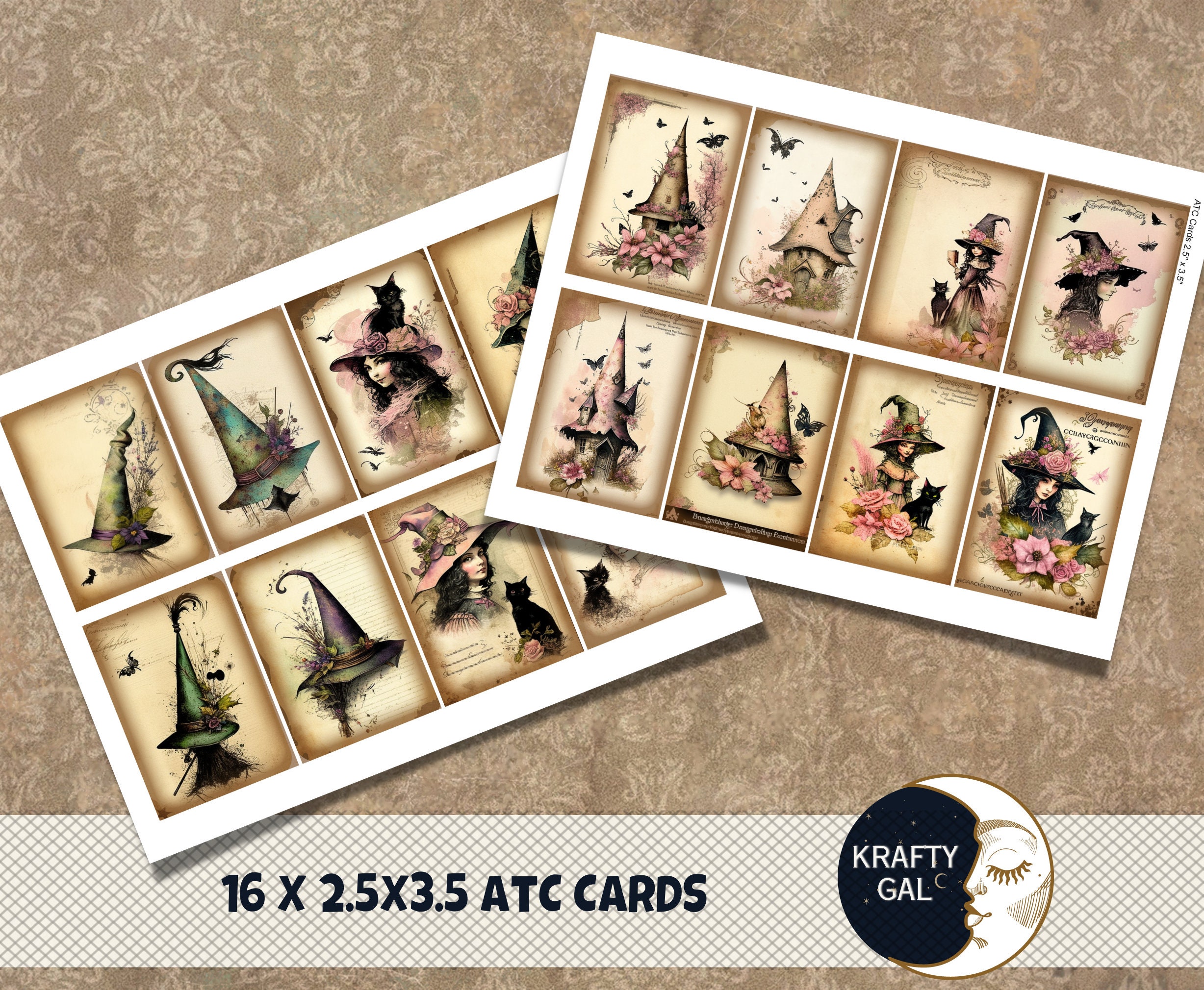 Printable Shabby Vintage Pink Witch Journal Papers - Etsy