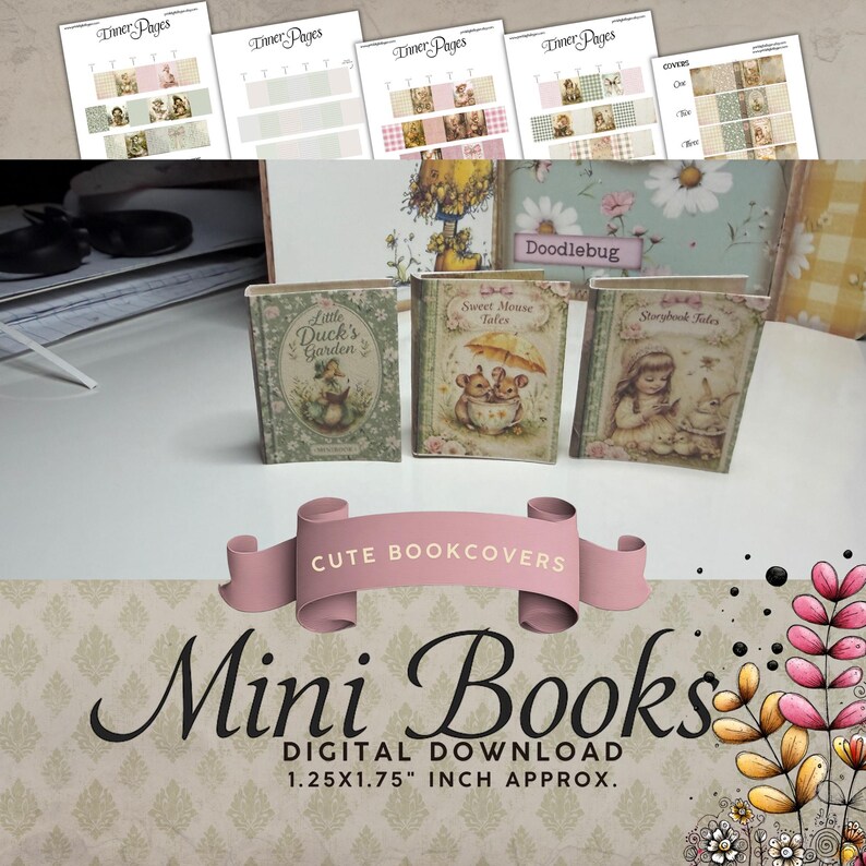 Shabby Chic Easter Mini Books Printable Kit – Bunny Mouse Theme (JPG ...