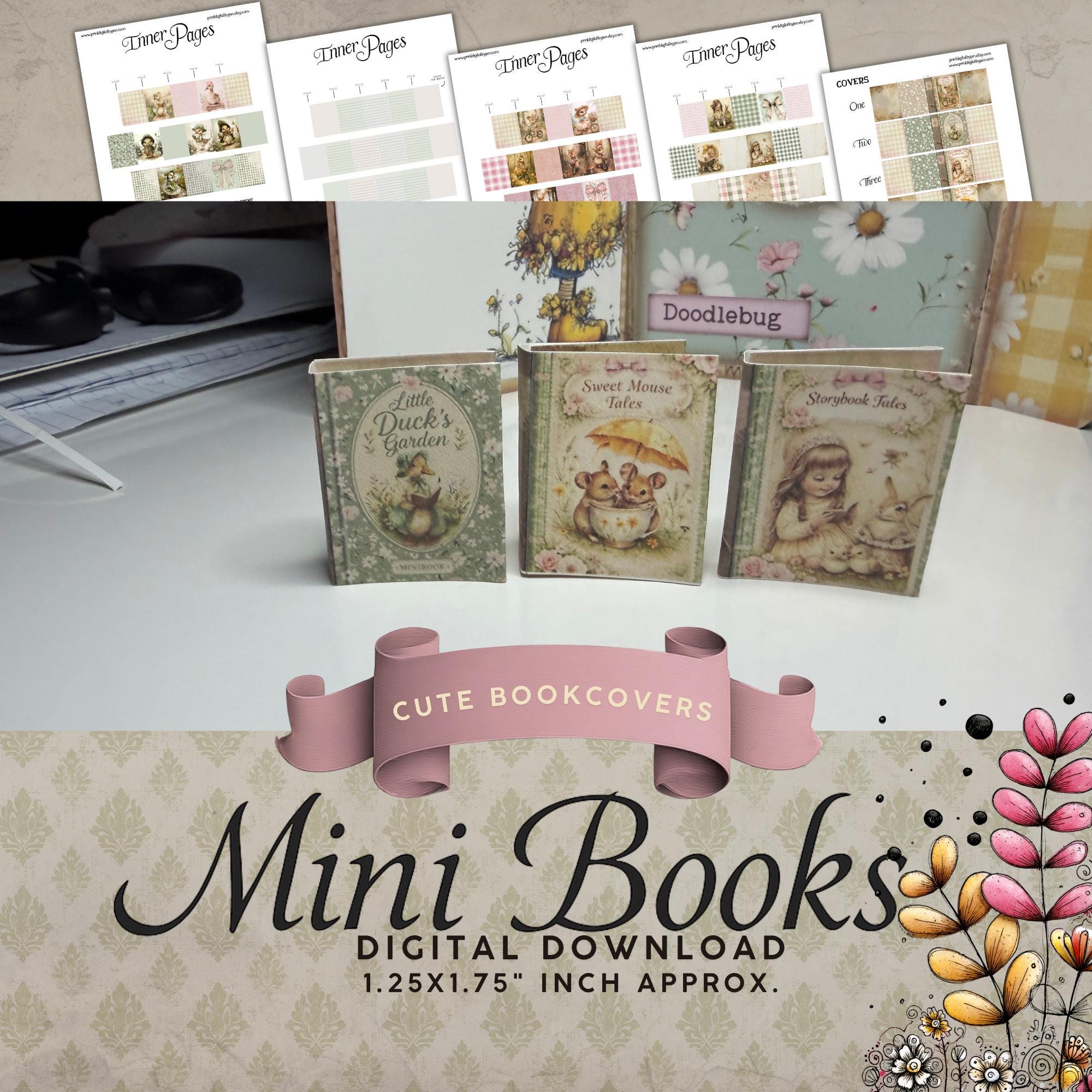 Shabby Chic Easter Mini Books Printable Kit – Bunny Mouse Theme (JPG ...