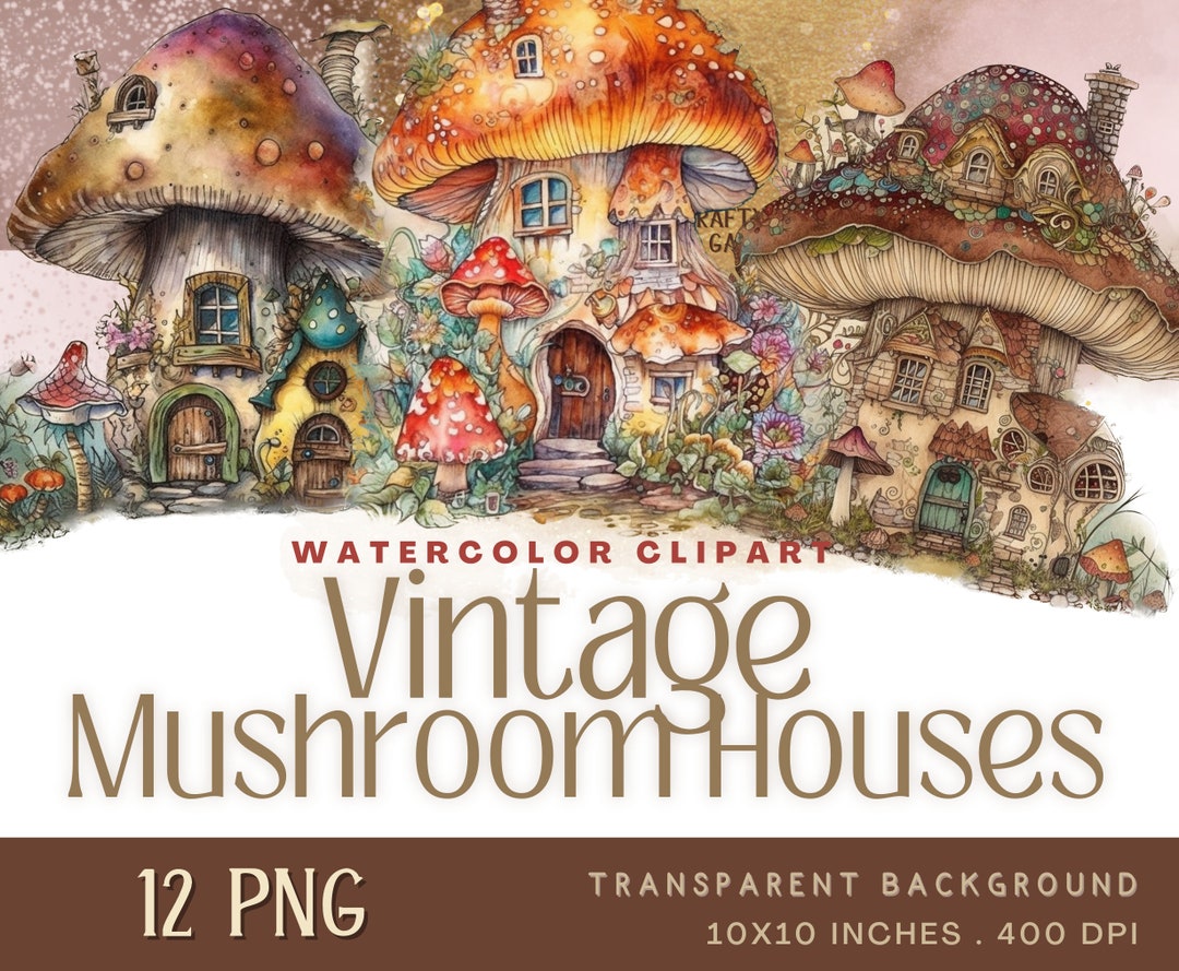 Mushroom Fairy House Illustration, Watercolor Fairy Nursery Art, Fairy ...