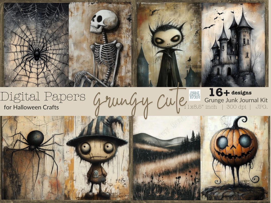 Halloween Digital Paper: Grungy Scrapbook Kit (digital Download) - Etsy