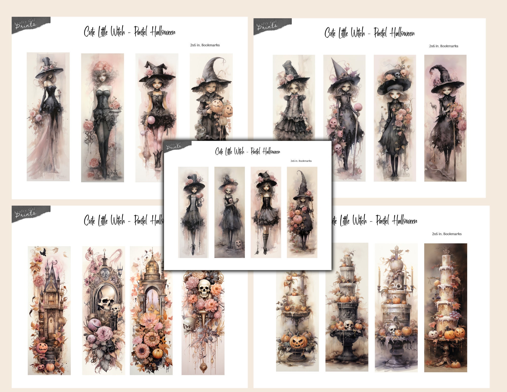 Pastel Goth Witch Bookmarks, Printable Ephemera (digital Download) - Etsy
