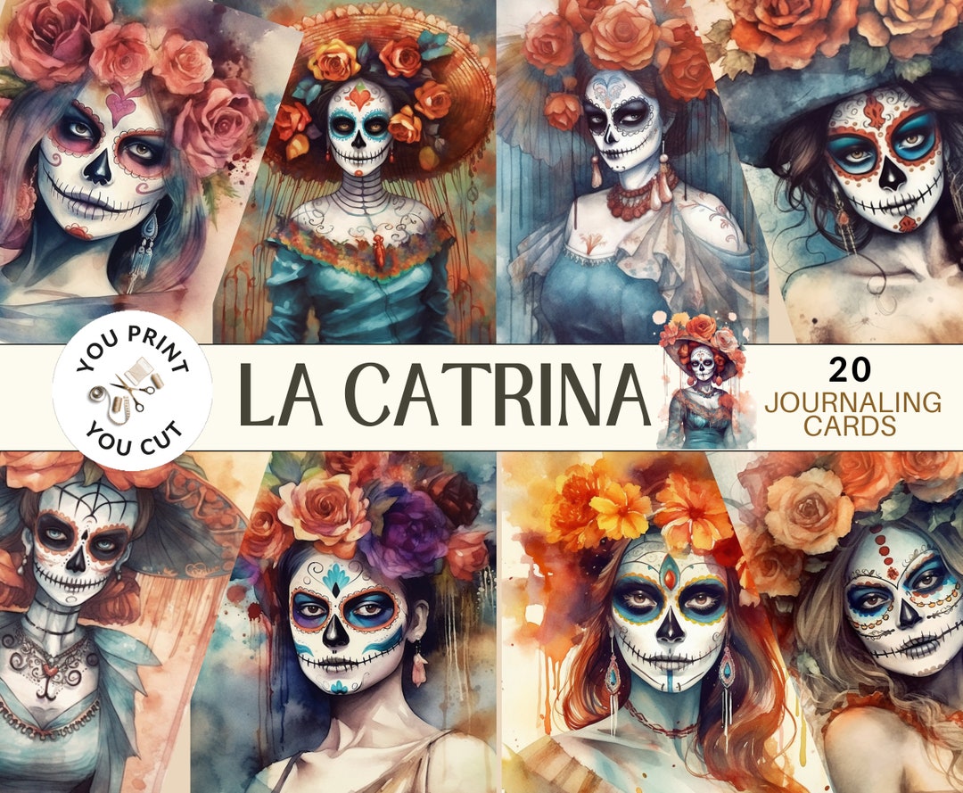 La Catrina Junk Journal Cards: Dia De Los Muertos Watercolor Art ...