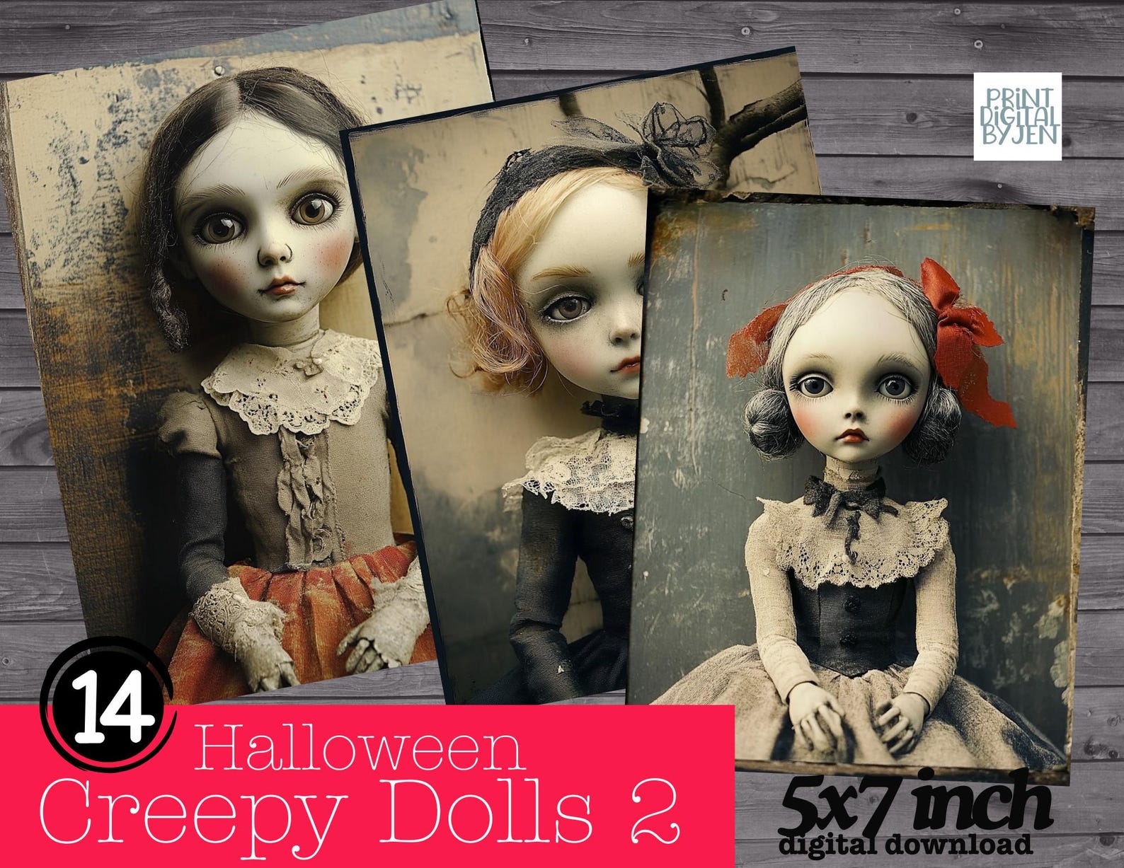 Creepy Dolls Junk Journal: Gothic Grunge Collage Sheets (digital ...