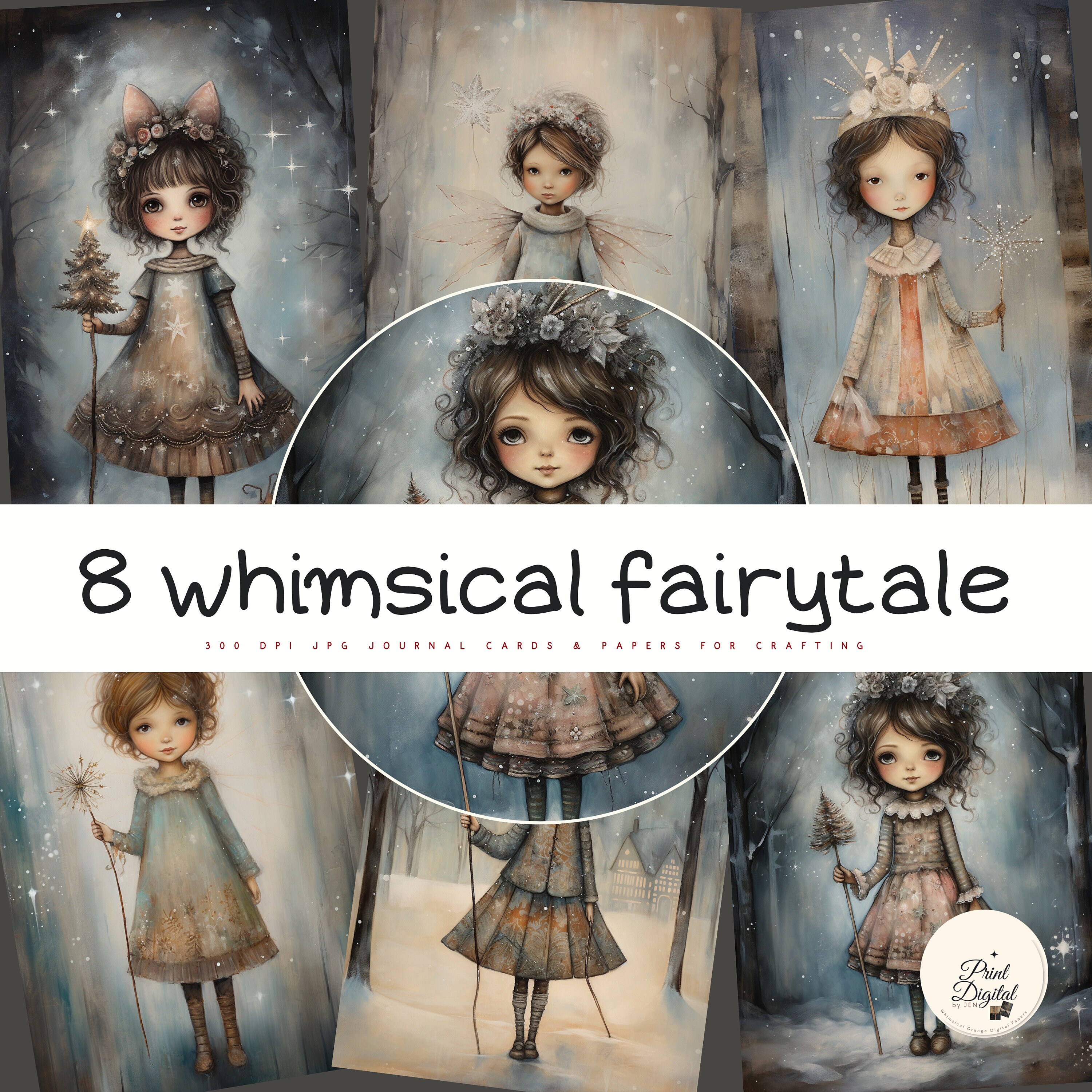 Whimsical Fairytale Junk Journal Cards, ATC Cards, Journal Pages, Fairy ...