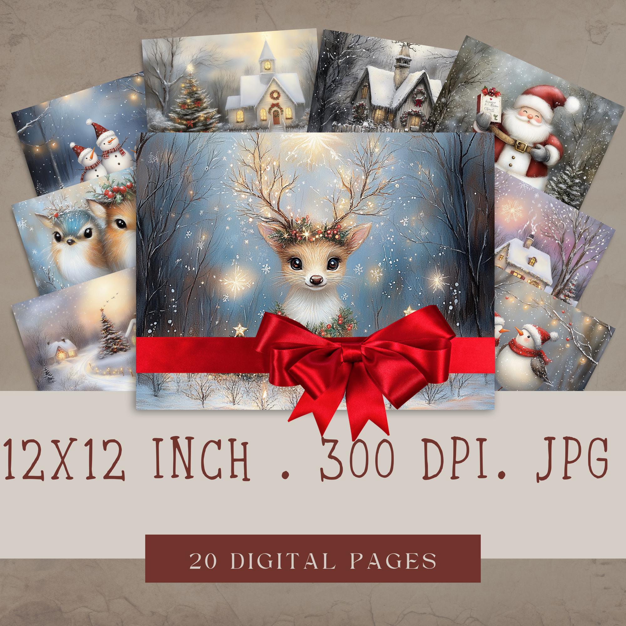 Classic Christmas Digital Paper: Holiday Scrapbooking (12x12" .jpg) - Etsy