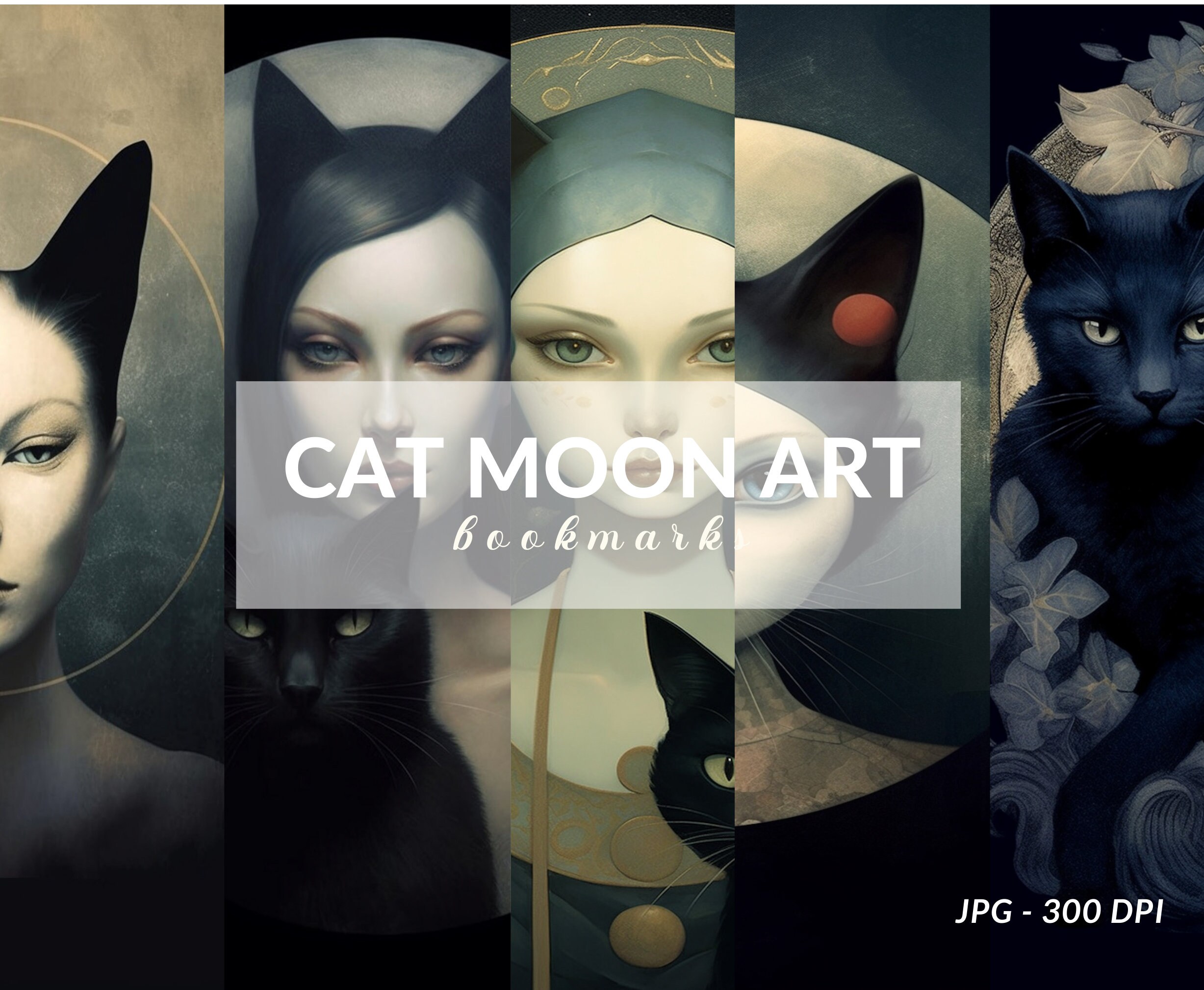 Cat & Moon Art Junk Journal Instant Download, Digital Paper, Printable ...